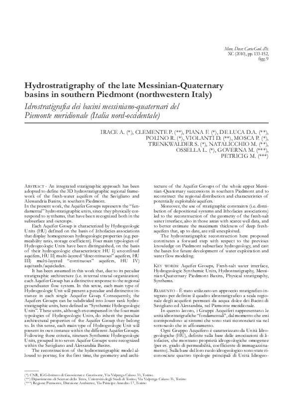 (PDF) Hydrostratigraphy of the late Messinian-Quaternary basins in the ...