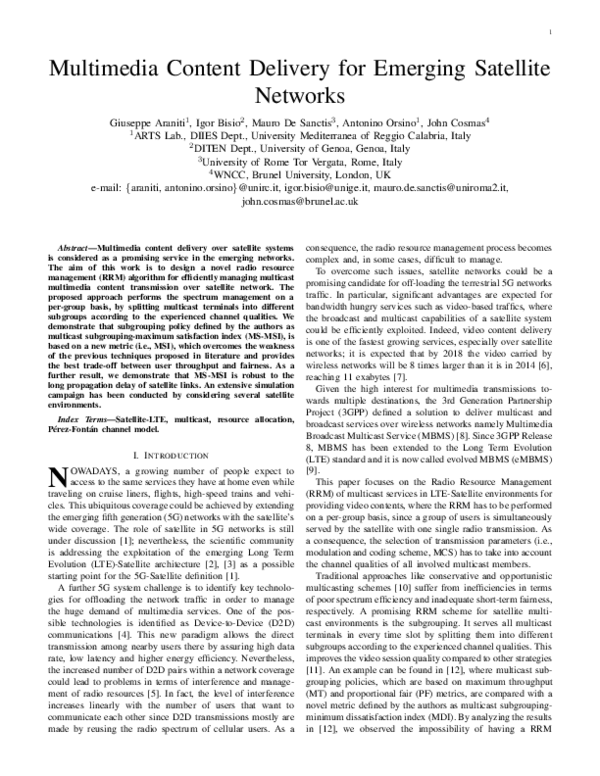 (PDF) Multimedia Content Delivery for Emerging 5G-Satellite Networks