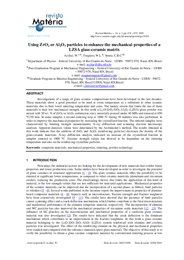 (PDF) Using ZrO2 or Al2O3 particles to enhance the mechanical ...