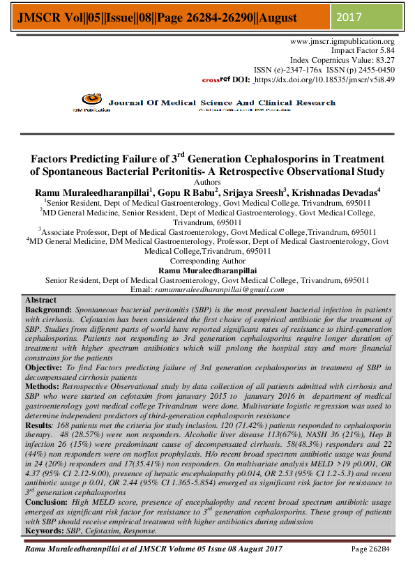 (PDF) Factors Predicting Failure of 3rd Generation Cephalosporins in ...
