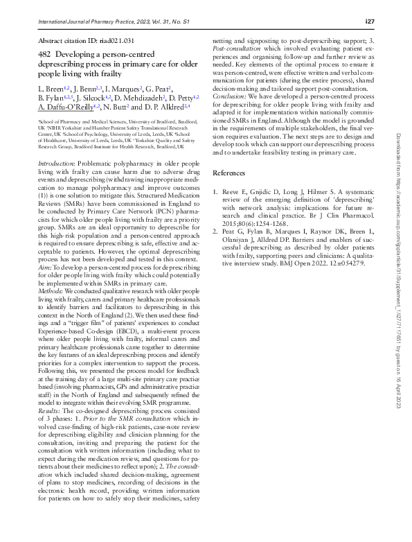 (PDF) 482 Developing a person-centred deprescribing process in primary ...