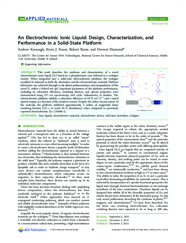 (PDF) An Electrochromic Ionic Liquid: Design, Characterization, and Performance in a Solid-State ...