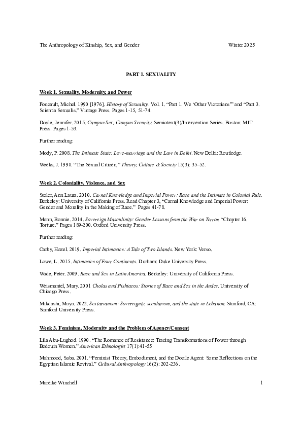 (PDF) Kinship, Sex, and Gender Syllabus Winter 2025