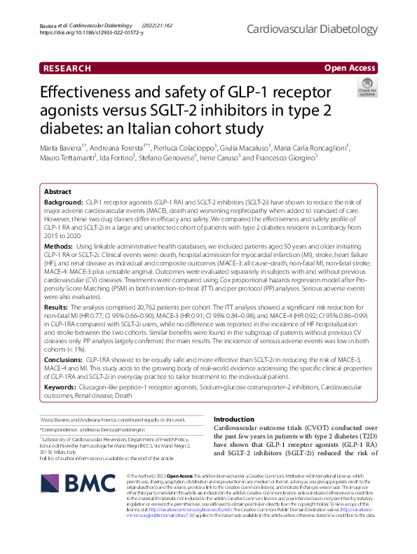 (PDF) Effectiveness and safety of GLP-1 receptor agonists versus SGLT-2 ...