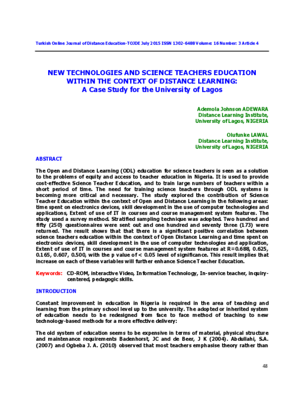 (PDF) NEW TECHNOLOGIES AND SCIENCE TEACHERS EDUCATION WITHIN THE ...