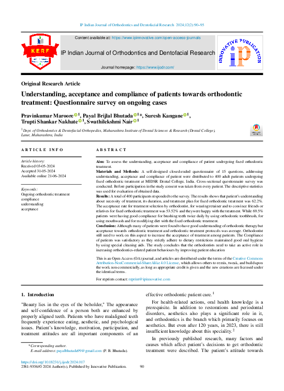 (PDF) Understanding, acceptance and compliance of patients towards ...