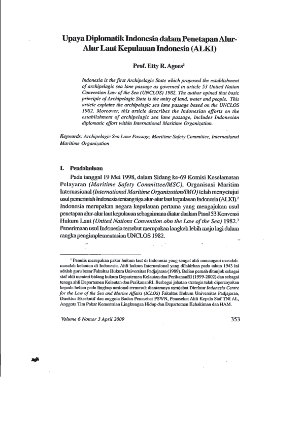 (PDF) Upaya Diplomatik Indonesia dalam Penetapan Alur-Alur Laut ...