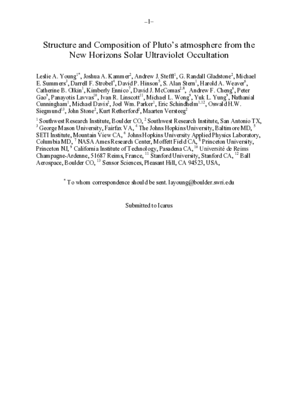 (PDF) Structure and composition of Pluto's atmosphere from the New ...