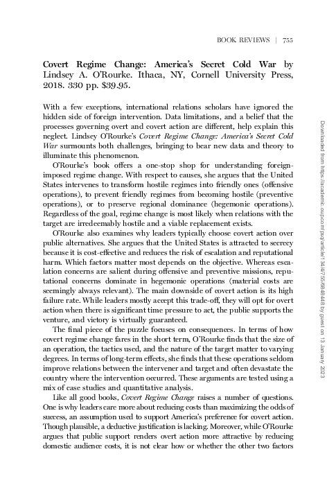 (PDF) Covert Regime Change: America's Secret Cold War