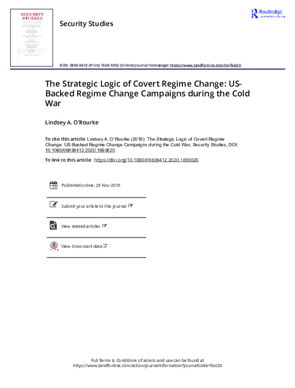(PDF) The Strategic Logic of Covert Regime Change: US-Backed Regime ...