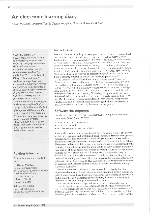 (PDF) An electronic learning diary