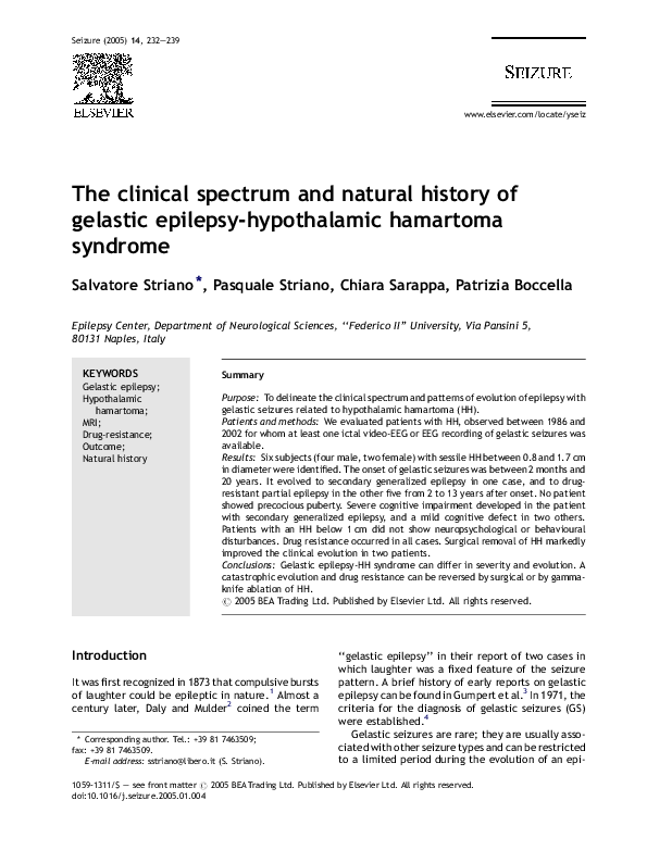 (PDF) The clinical spectrum and natural history of gelastic epilepsy ...
