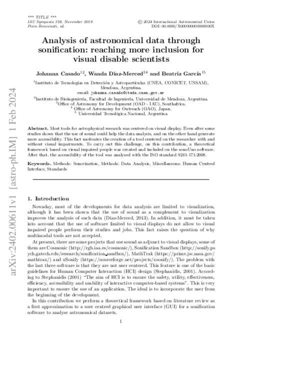(PDF) Analysis of astronomical data through sonification: reaching more ...