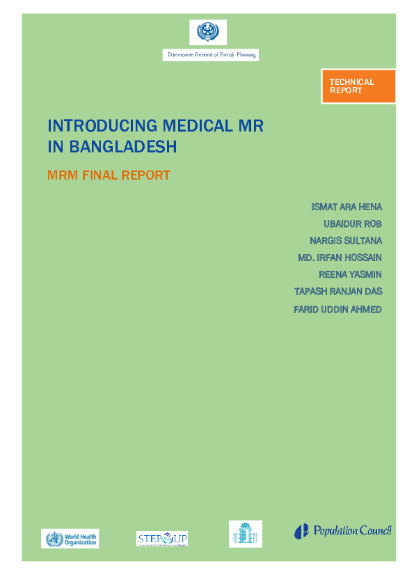 (PDF) Introducing medical MR in Bangladesh: MRM final report