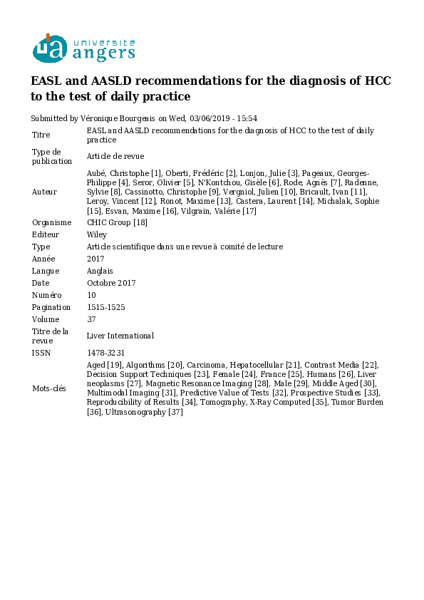 (PDF) EASL and AASLD recommendations for the diagnosis of HCC to the ...
