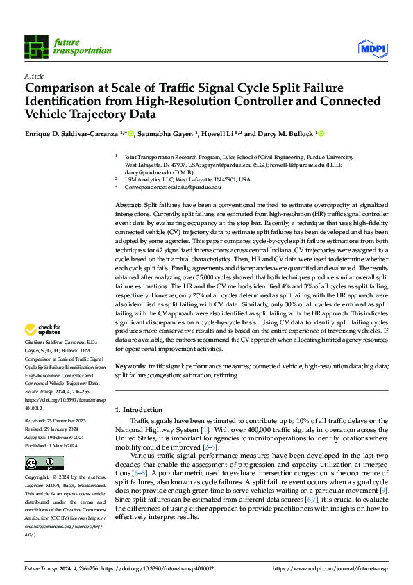 (PDF) Comparison at Scale of Traffic Signal Cycle Split Failure ...