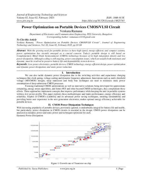 Pdf Power Optimization On Portable Devices Cmos Vlsi Circuit
