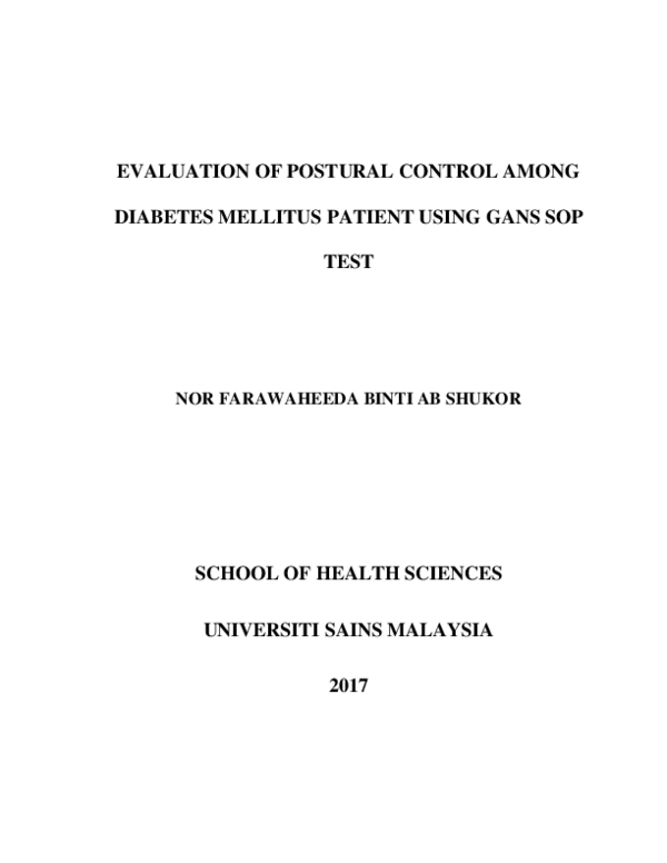 (PDF) Evaluation of Postural Control Among Diabetes Mellitus Patient ...