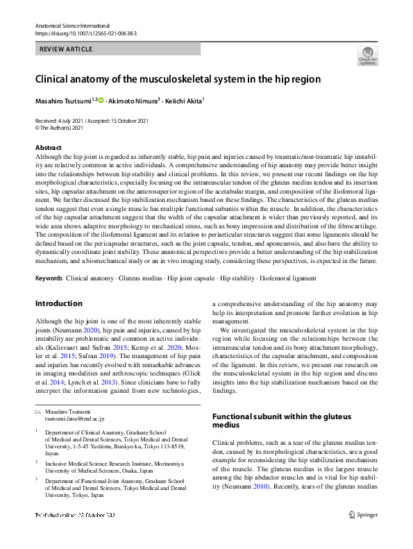 (PDF) Clinical anatomy of the musculoskeletal system in the hip region