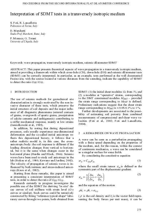 (PDF) Interpretation of SDMT tests in a transversely isotropic medium