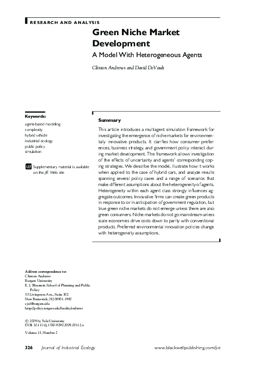 (PDF) Green Niche Market Development