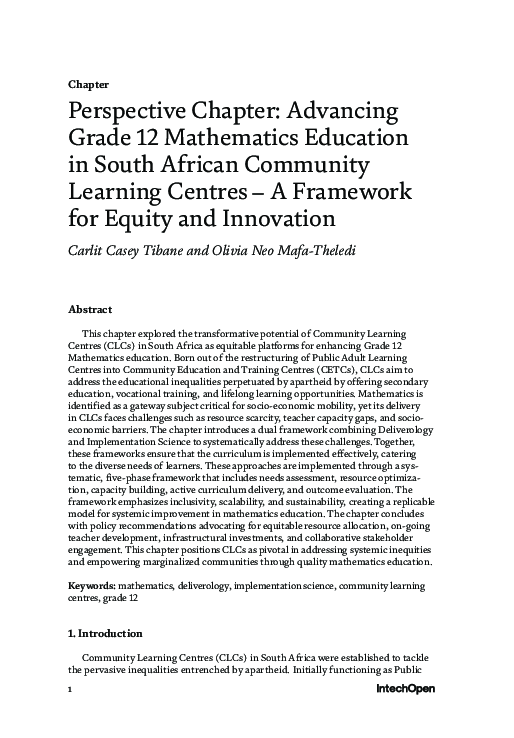 (PDF) Perspective Chapter: Advancing Grade 12 Mathematics Education in ...