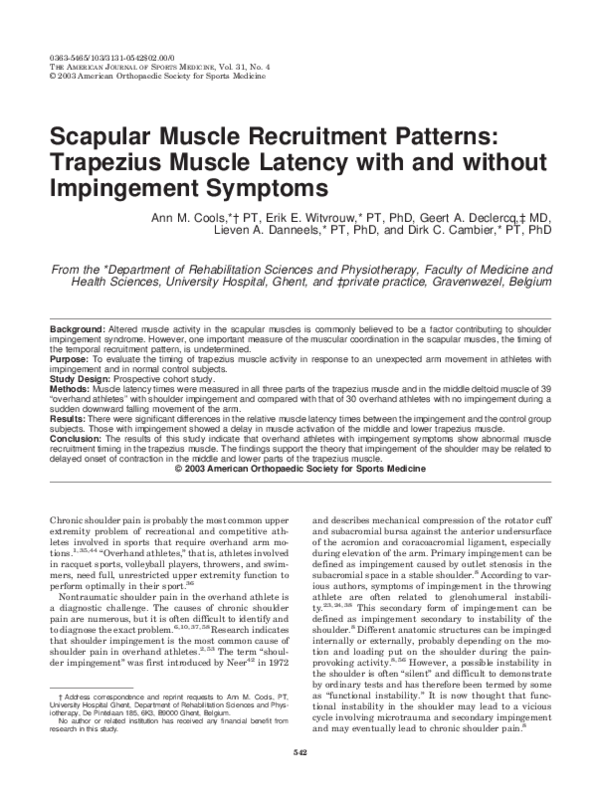 (PDF) Scapular muscle recruitment patterns: trapezius muscle latency ...