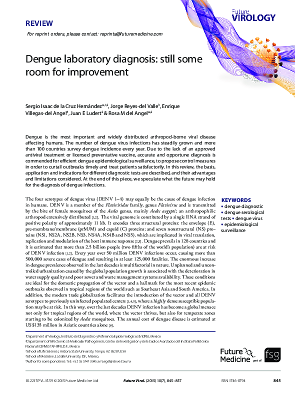 (PDF) Dengue laboratory diagnosis: still some room for improvement