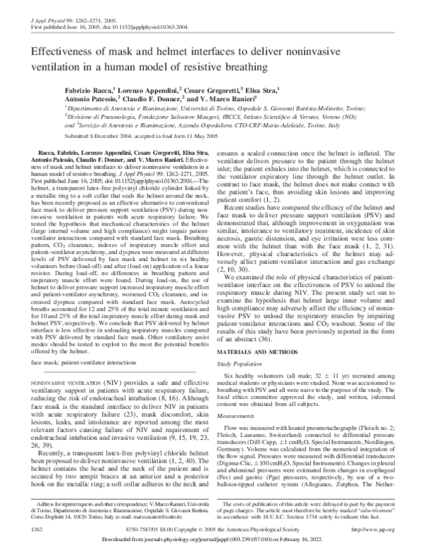 (PDF) Effectiveness of mask and helmet interfaces to deliver ...