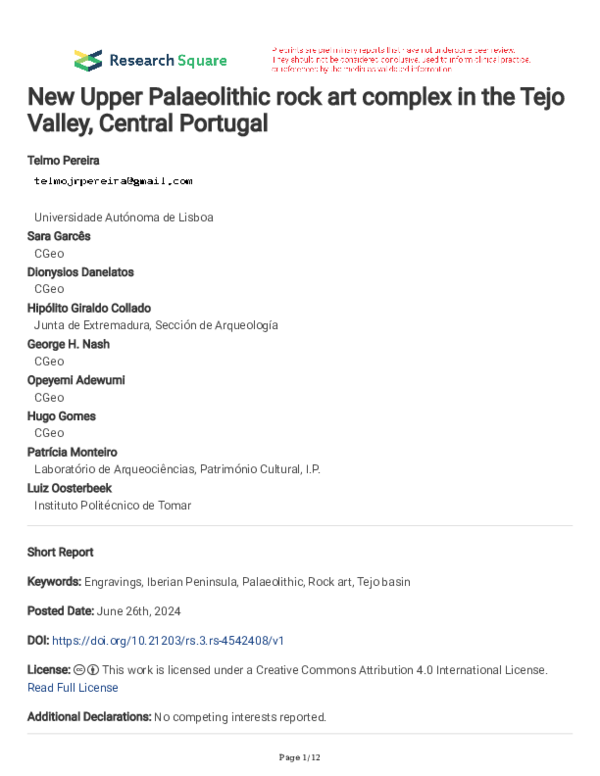 (PDF) New Upper Palaeolithic rock art complex in the Tejo Valley ...