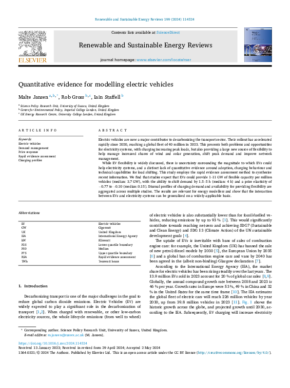(PDF) Quantitative evidence for modelling electric vehicles