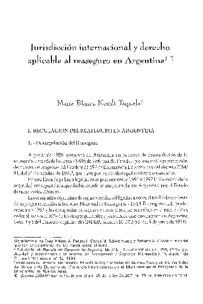 (PDF) Jurisdicción Internacional y Derecho Aplicable al Reaseguro en Argentina