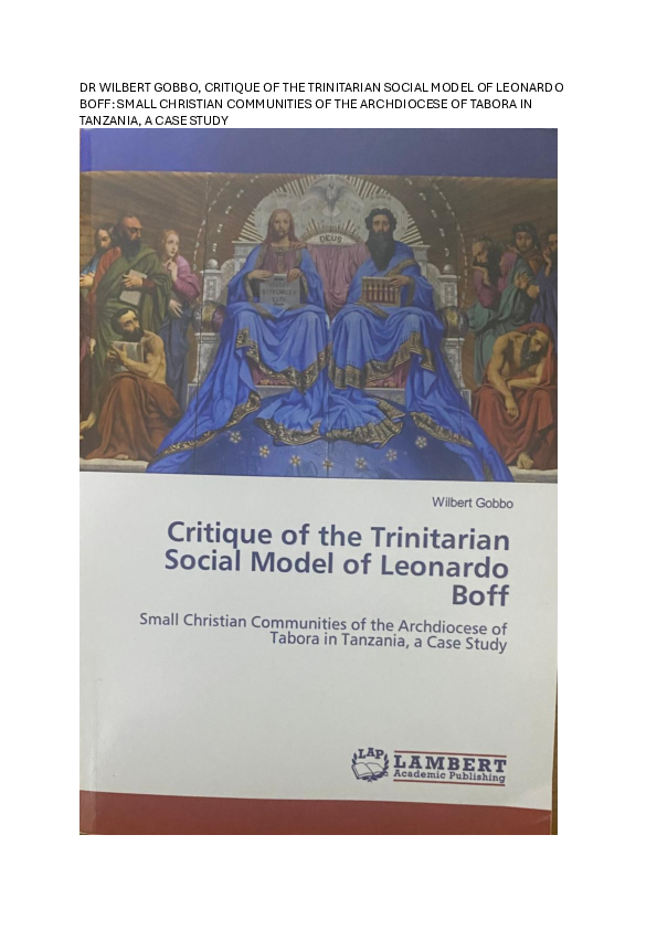 (PDF) DR WILBERT GOBBO, CRITIQUE OF THE TRINITARIAN SOCIAL MODEL OF ...