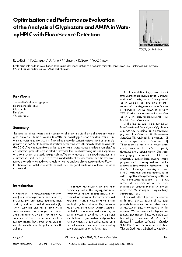 (PDF) Optimization and performance evaluation of the analysis of glyphosate and AMPA in water by ...