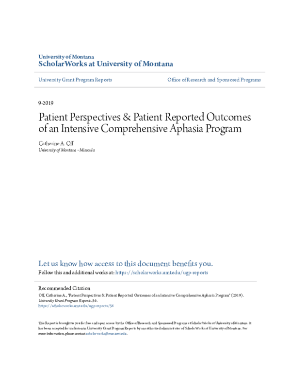 (PDF) Patient Perspectives & Patient Reported Outcomes of an Intensive ...