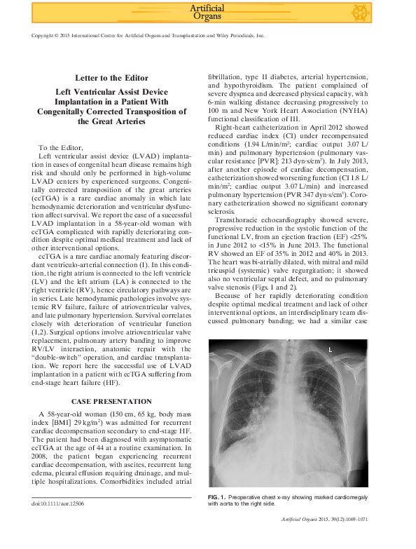 (PDF) Left Ventricular Assist Device Implantation Is an Effective Therapy for Decreasing ...