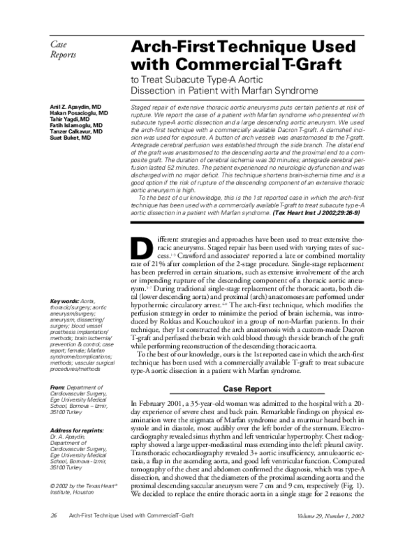 (PDF) Arch-first technique used with commercial T-graft to treat ...