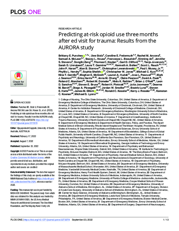 (PDF) Predicting at-risk opioid use three months after ed visit for ...