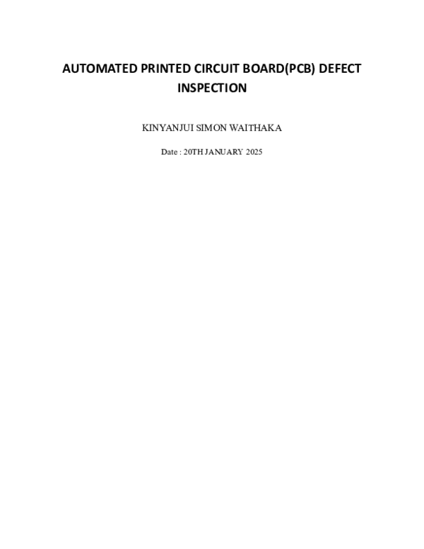 Pdf Automated Printed Circuit Board Pcb Defect Inspection
