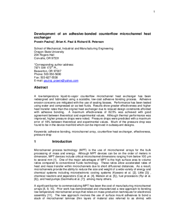 (PDF) Development of an adhesive-bonded counterflow microchannel heat ...