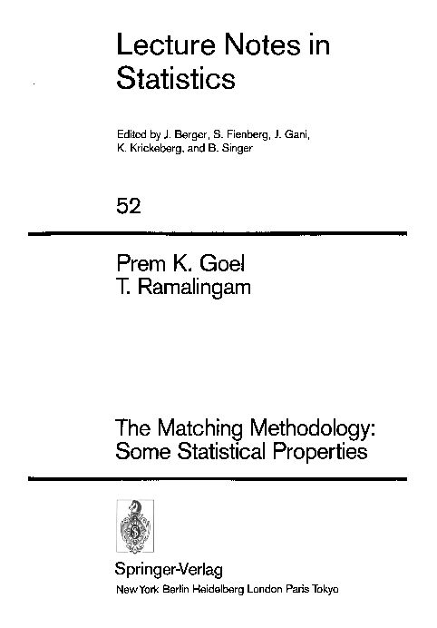 (PDF) The Matching Methodology: Some Statistical Properties