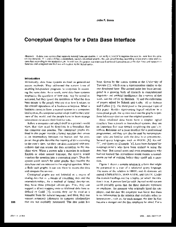 (PDF) Conceptual Graphs for a Data Base Interface