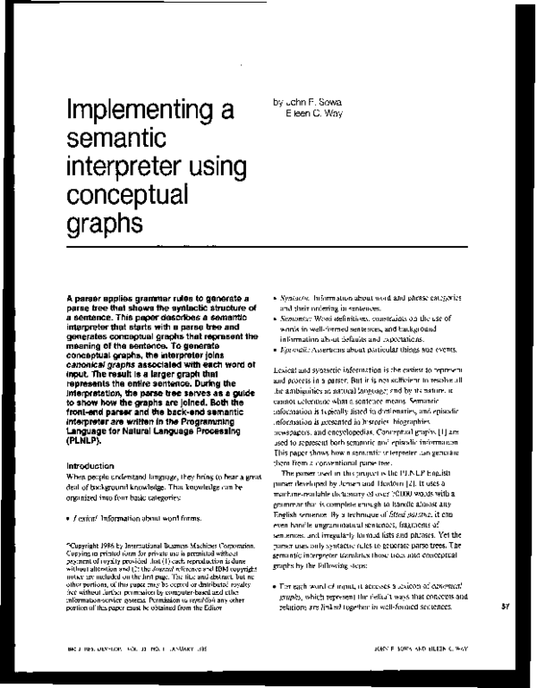 (PDF) Implementing a semantic interpreter using conceptual graphs