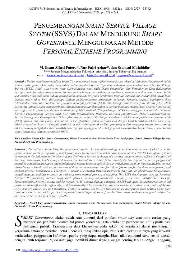 (PDF) Pengembangan Smart Service Village System (SSVS) Dalam Mendukung Smart Governance ...