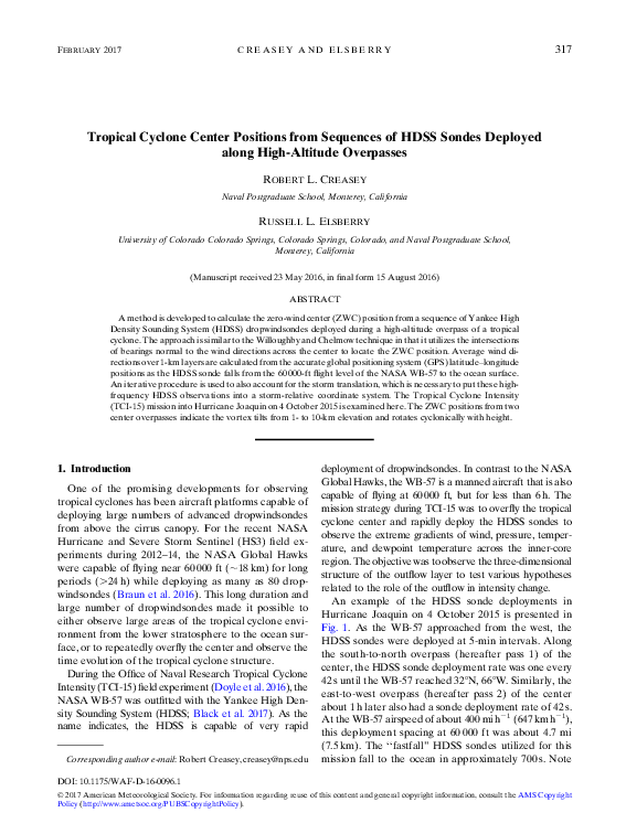 (PDF) Tropical Cyclone Center Positions from Sequences of HDSS Sondes ...