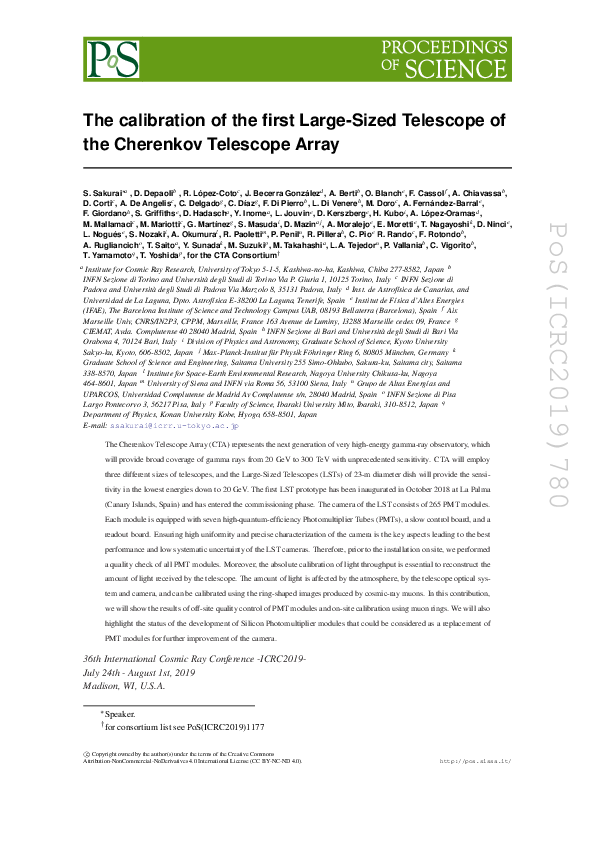 Pdf The Calibration Of The First Large Sized Telescope Of The Cherenkov Telescope Array