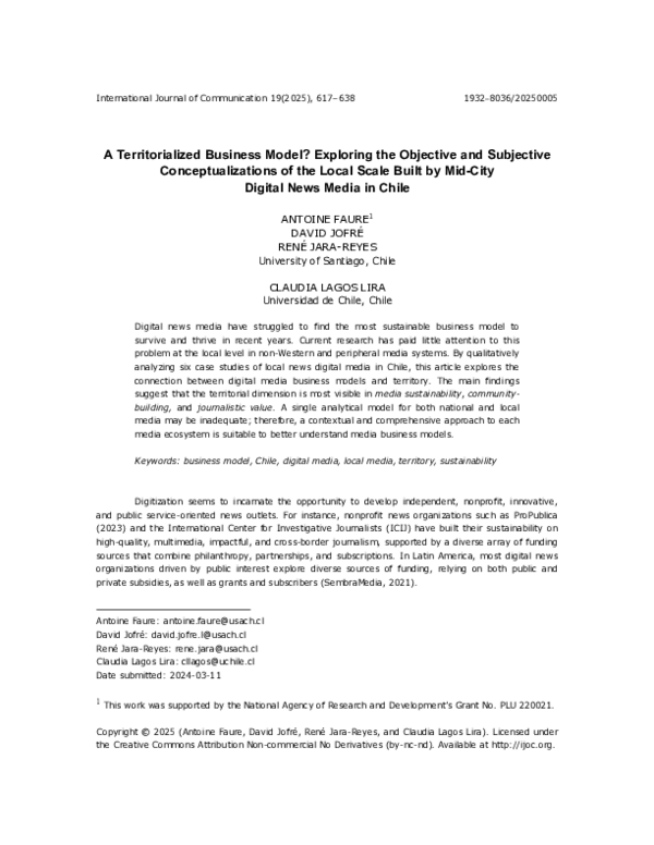 (PDF) A Territorialized Business Model? Exploring the Objective and ...