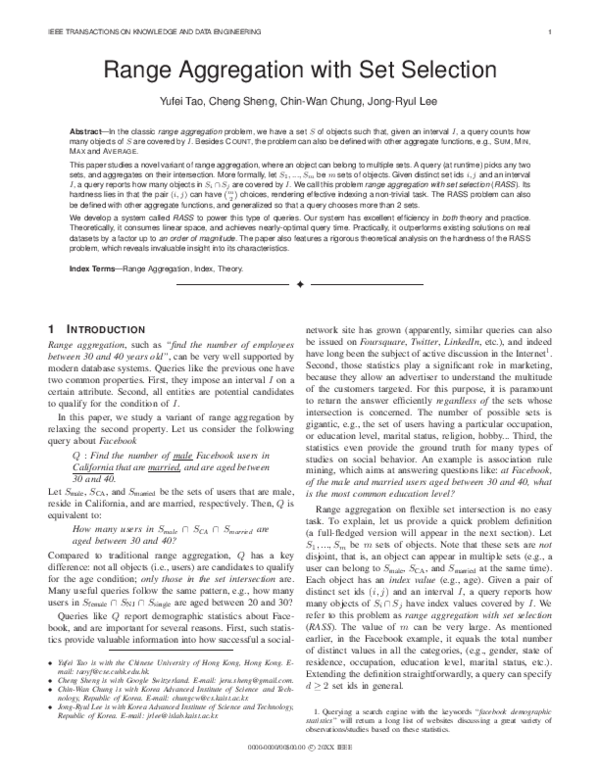 (PDF) Range Aggregation With Set Selection