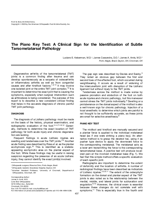 (PDF) The Piano Key Test: A Clinical Sign for the Identification of ...