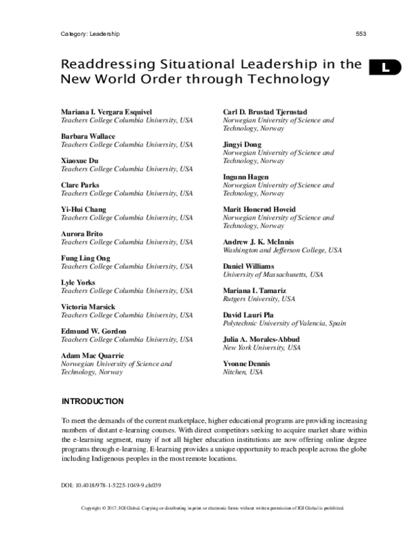 (PDF) Readdressing Situational Leadership in the New World Order ...